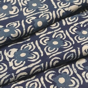 Natural Dyed Dabu Block Printing,indigo Bagru Cotton Fabric, Indian ...