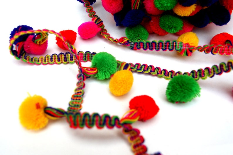 Multi Color Pompom Lace Pom Pom Trim Bulk Lot of Trim Scarf - Etsy