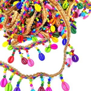 Rainbow Cowrie Shell Trim Shell Trim Lace Sea Shell 1 - Etsy