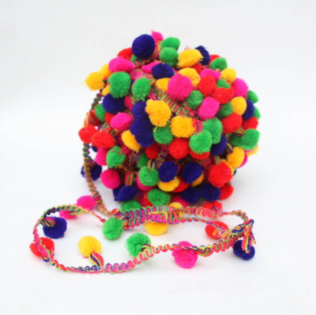 Multi Color Pompom Lace, Pom Pom Trim, Bulk Lot of Trim, Scarf Pom Pom ...