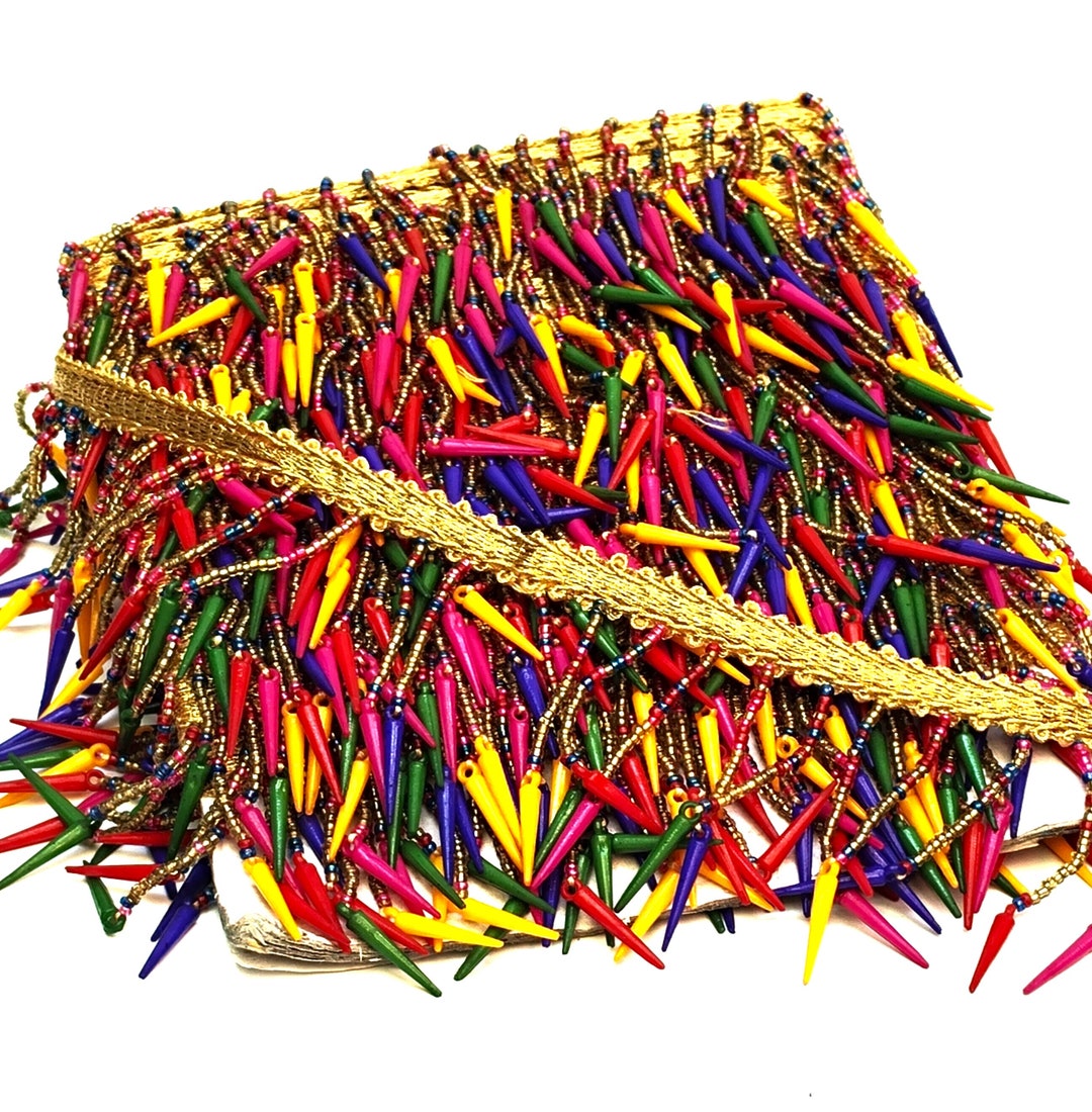 Beaded Rainbow Colored Trim, Sari Trim, Indian Lace , Multi Colored ...