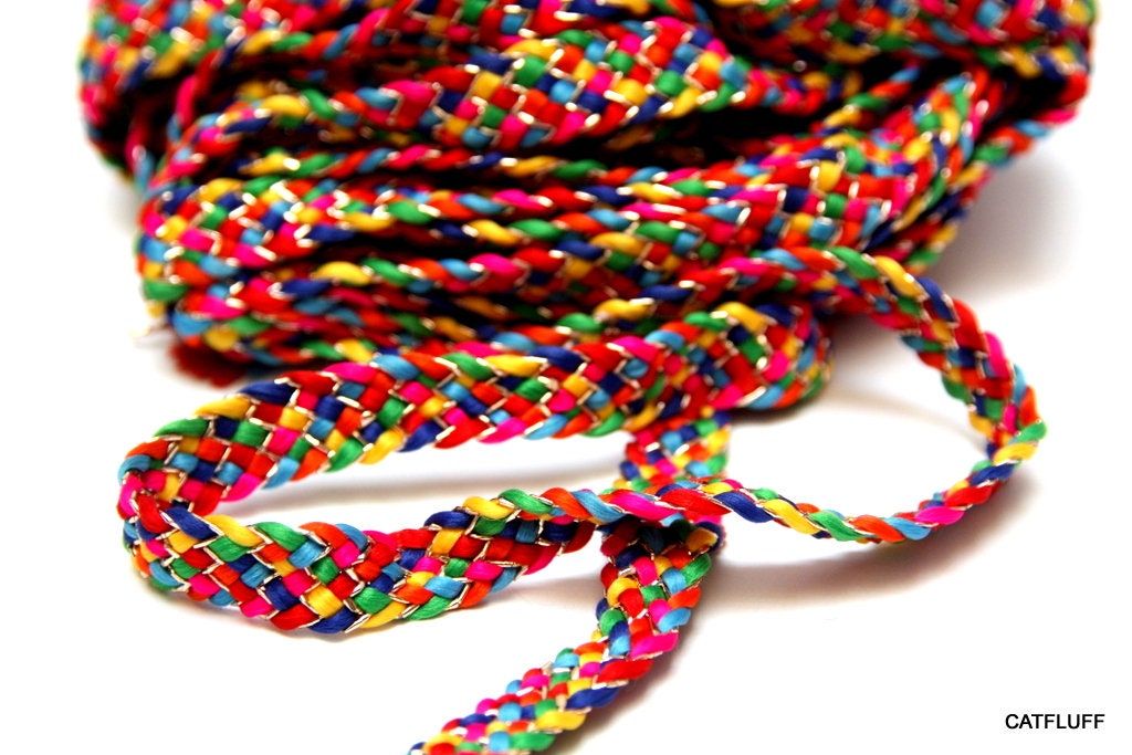 Rainbow Colored Ribbon Cord Multi Colored Trim Indian - Etsy