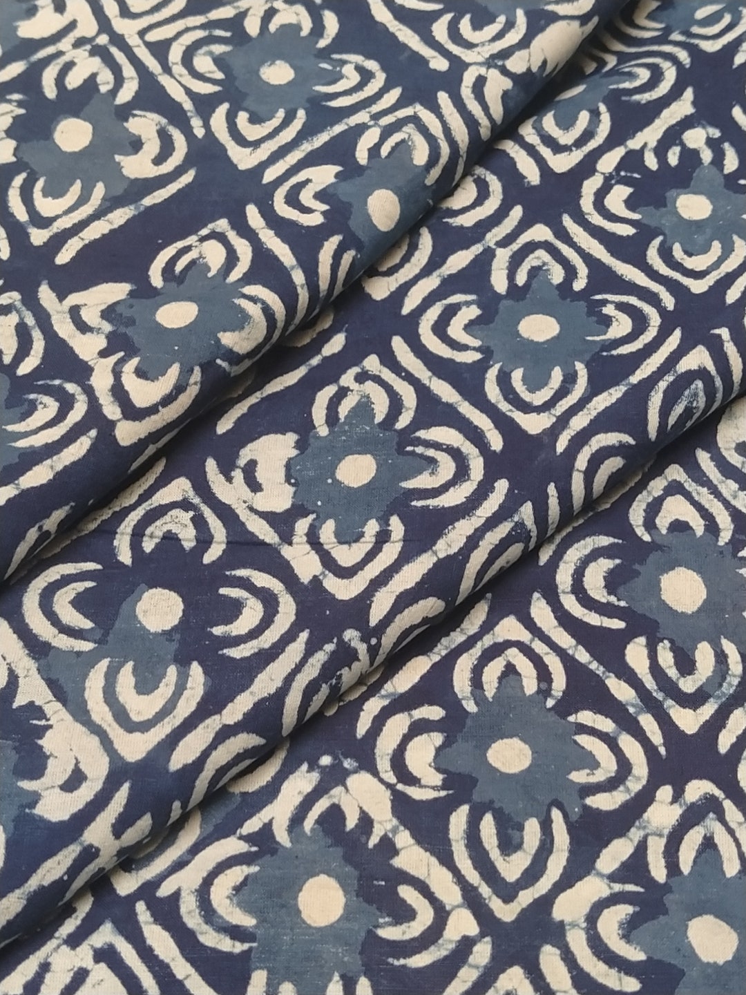 Natural Dyed Dabu Block Printing,indigo Bagru Cotton Fabric, Indian ...