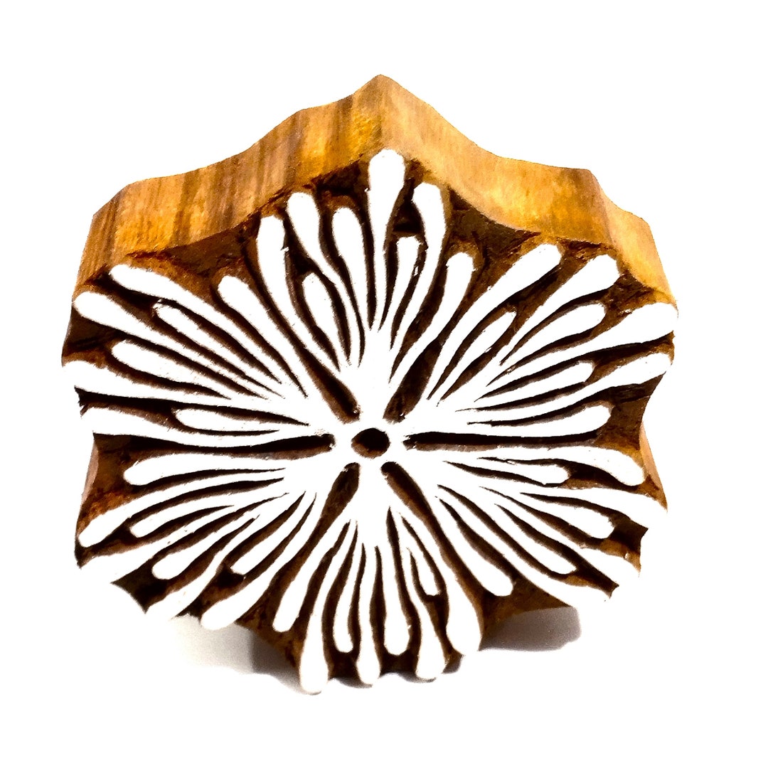 Abstract Flower Burst, Wood Block Print Stamp, Indian Fabric Textile ...