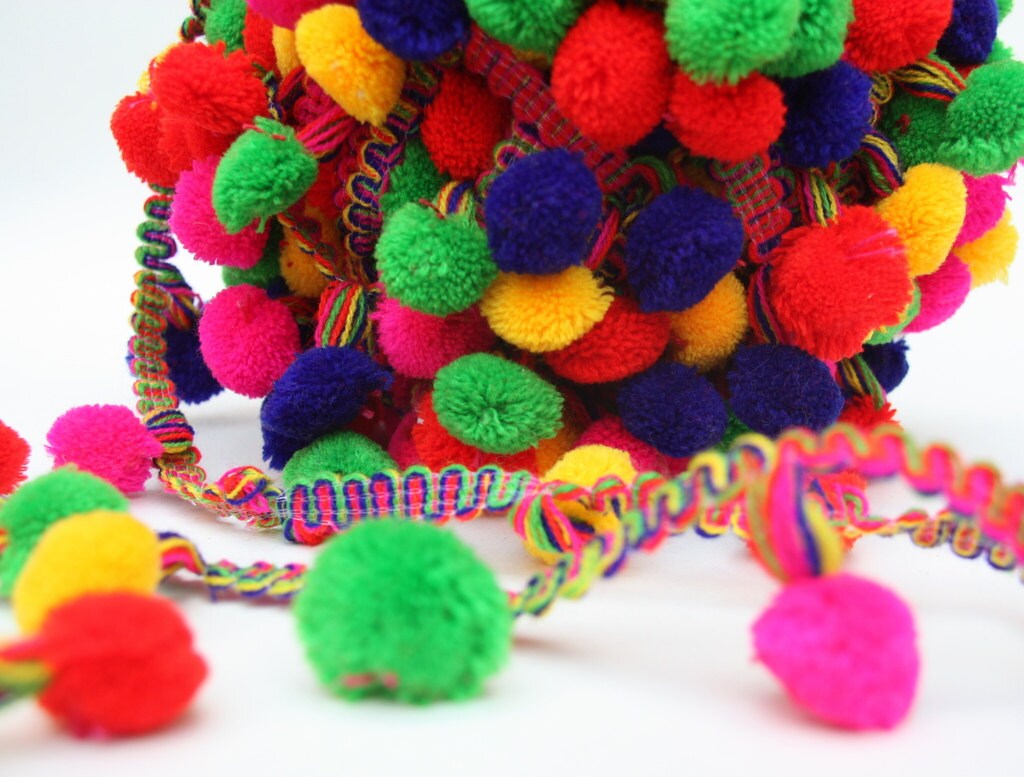 Multi Color Pompom Lace Pom Pom Trim Bulk Lot of Trim Scarf - Etsy