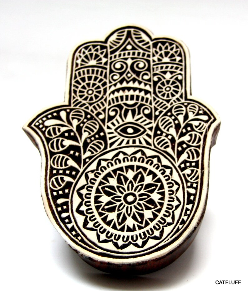 Hamsa Khamsa Hand of Fatima Indian Wood Block Print Stamp - Etsy