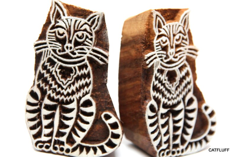 Cat Wood Block Print Stamp 1 Pc. Textile Block Printing - Etsy
