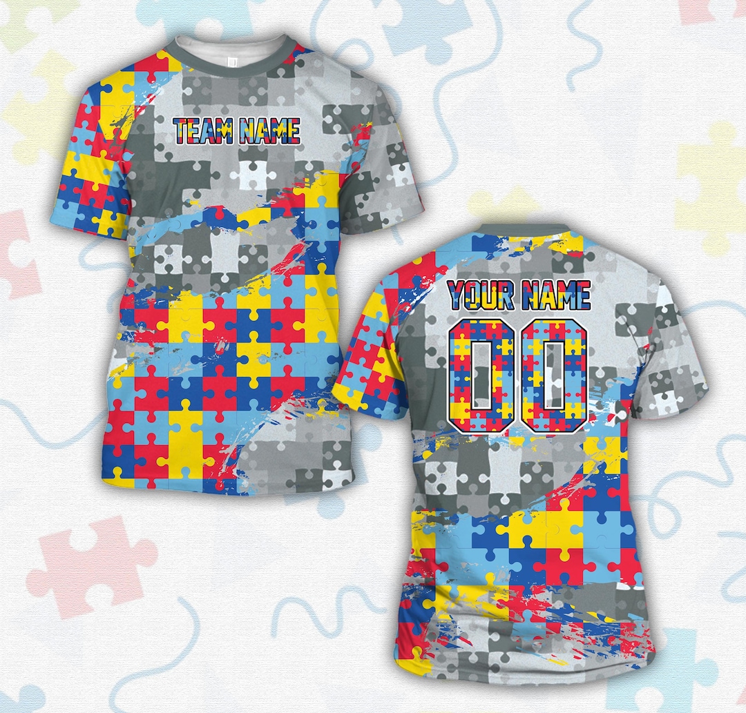 Personalized Name Autism Awareness All Over Print Shirt, Custom Autism ...