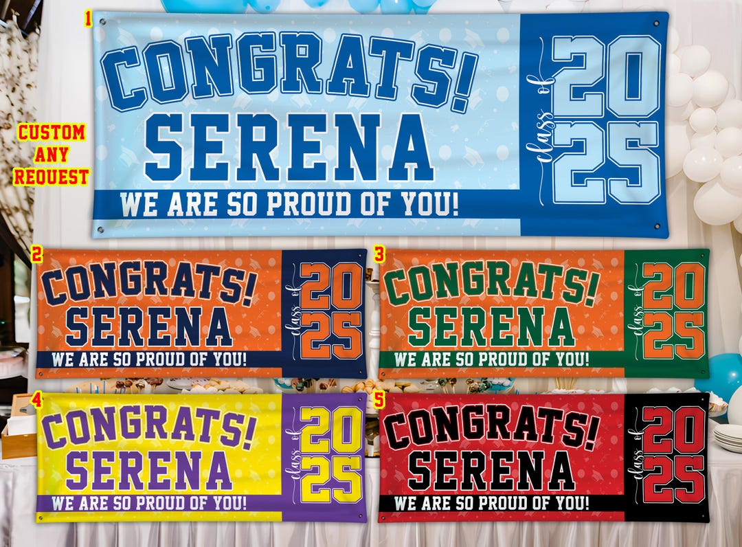 Personalized Name Graduation Banner, Custom Color Class of 2025 ...