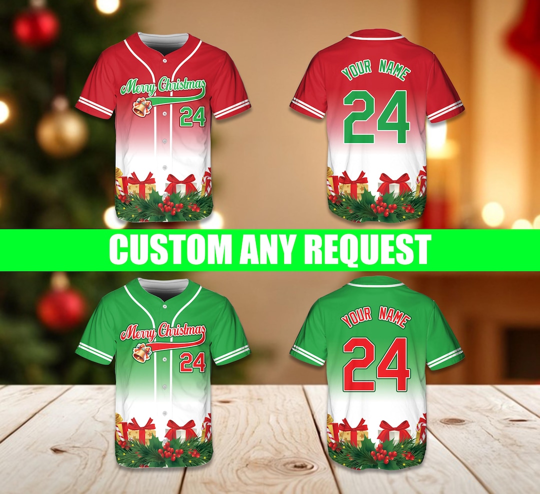Personalized Name Kids & Adult Christmas Baseball Jersey, Custom ...