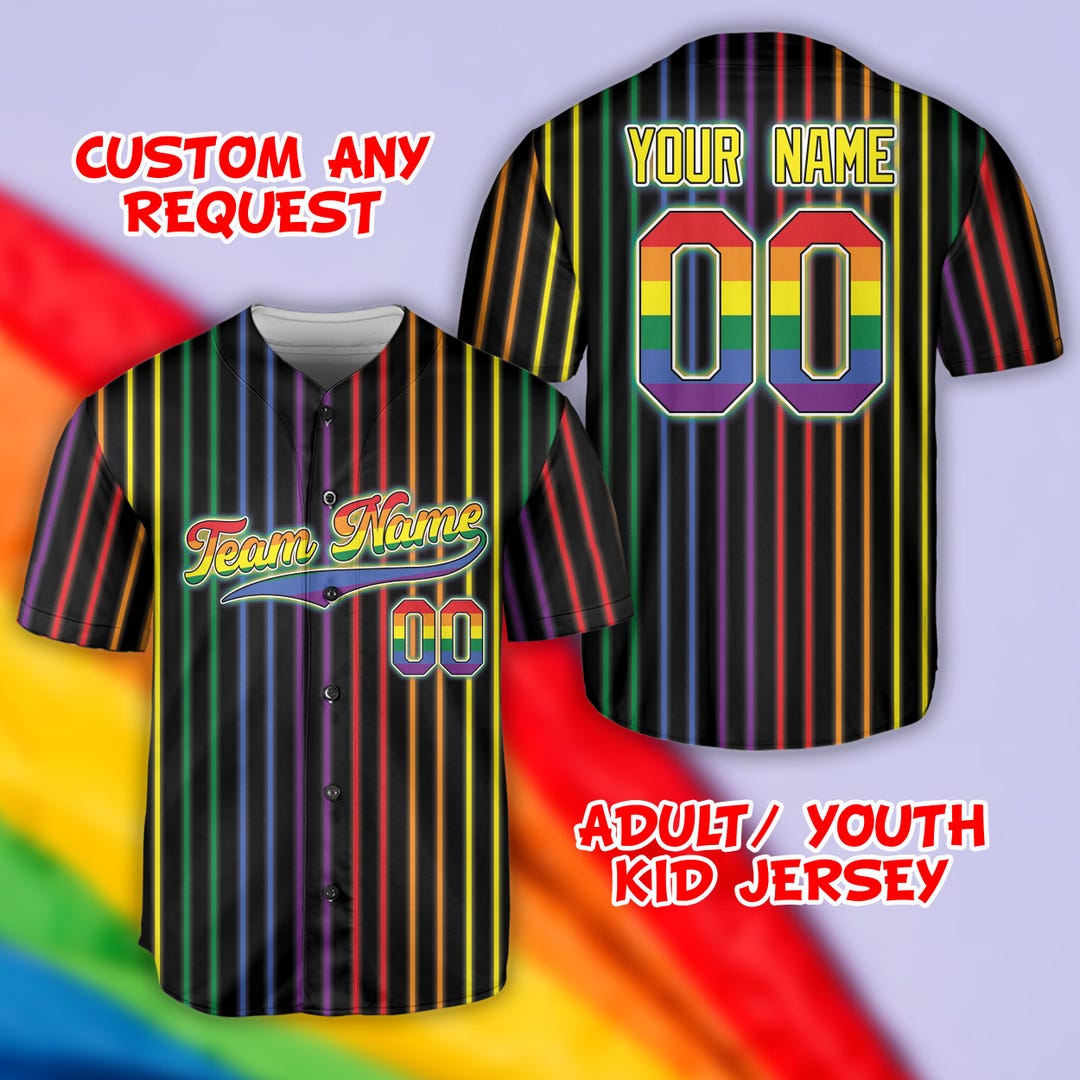Personalized Name LGBTQ Baseball Jersey, Custom Pride Month Shirt ...