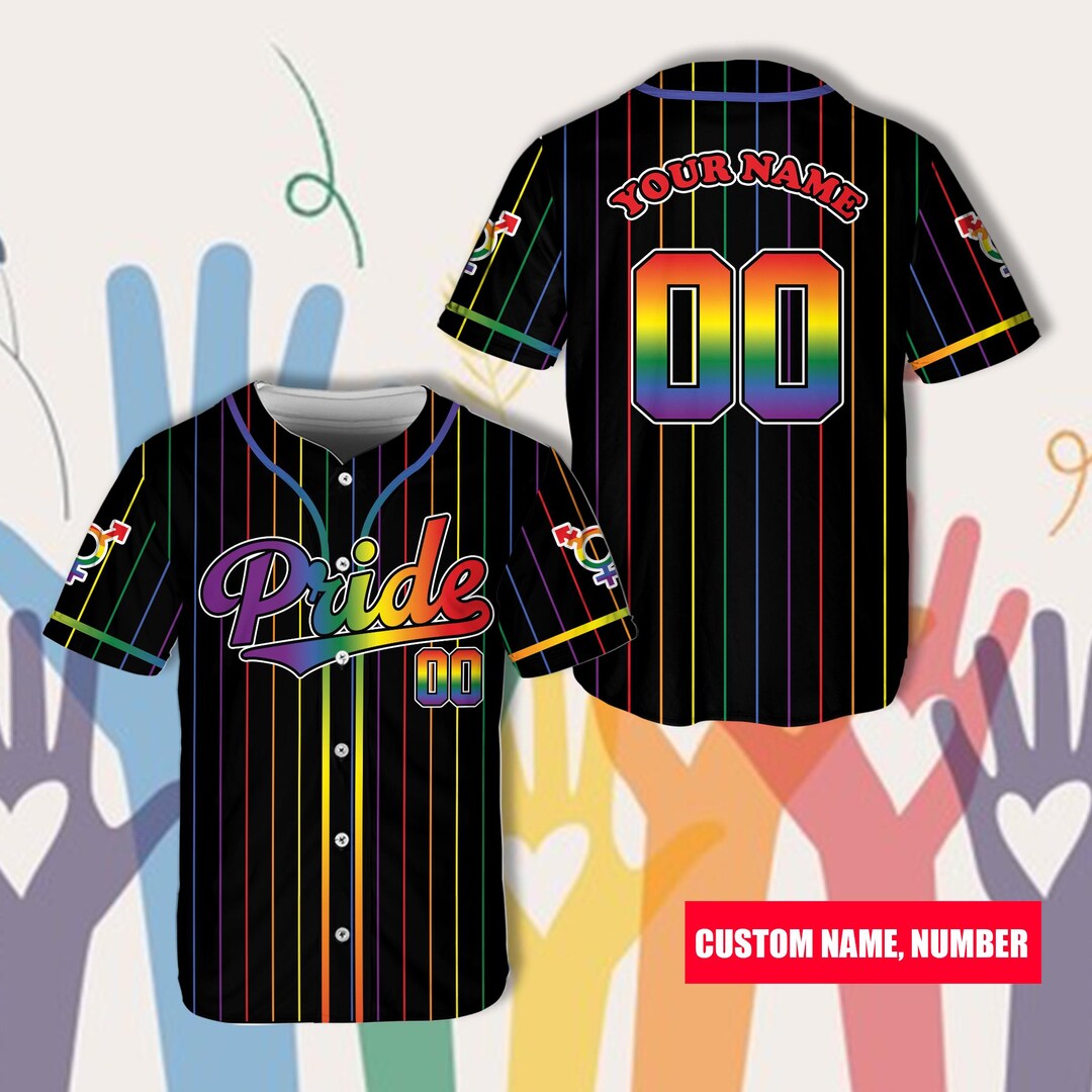 Personalized Name LGBTQ Baseball Jersey, Custom Pride Month Shirt ...