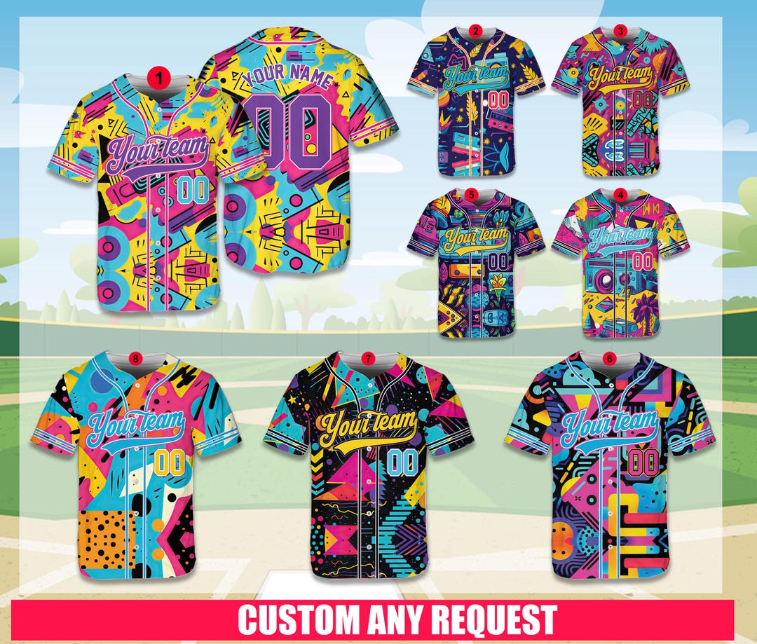 Personalized Name Number 80s 90s Vibes Baseball Jersey, Custom 80s ...