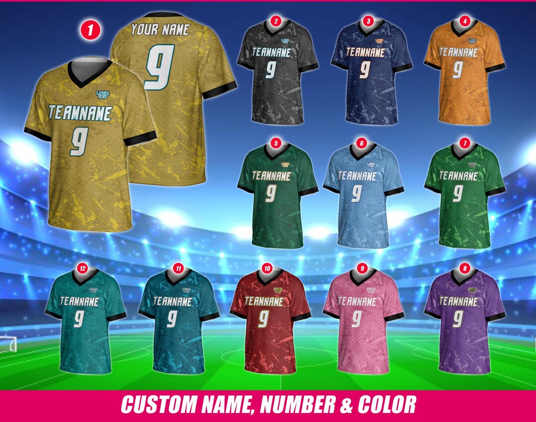 Custom Colors Football Team Jersey, Personalized Name Number Football ...
