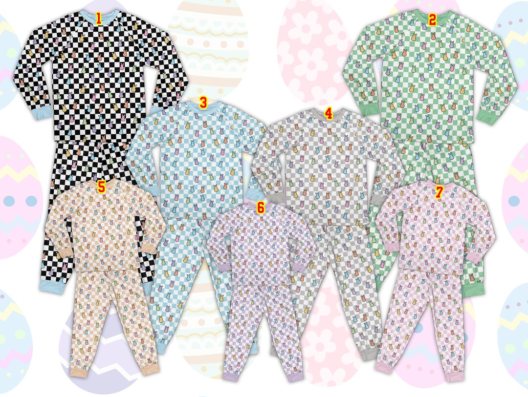 Happy Easter Bunny Checkered Pajama Sets, Matching Family Easter ...