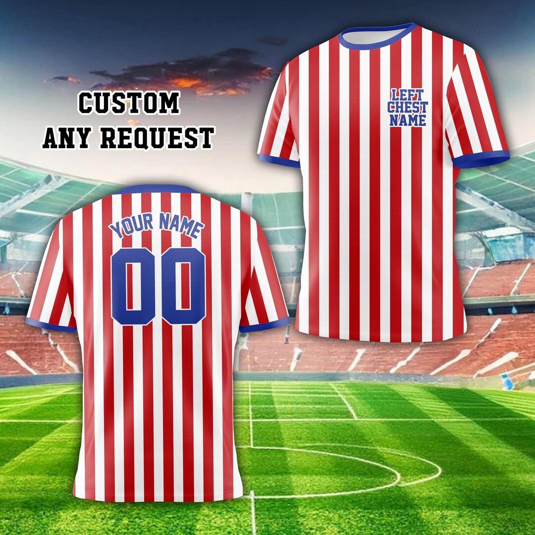 Personalized Referee Shirt, Custom White Red Pinstripe Jersey All Over ...