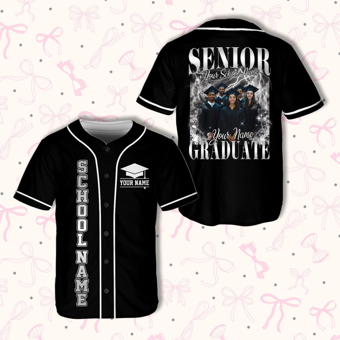 Custom Picture Senior Graduation Squad Baseball Jersey, Personalized ...