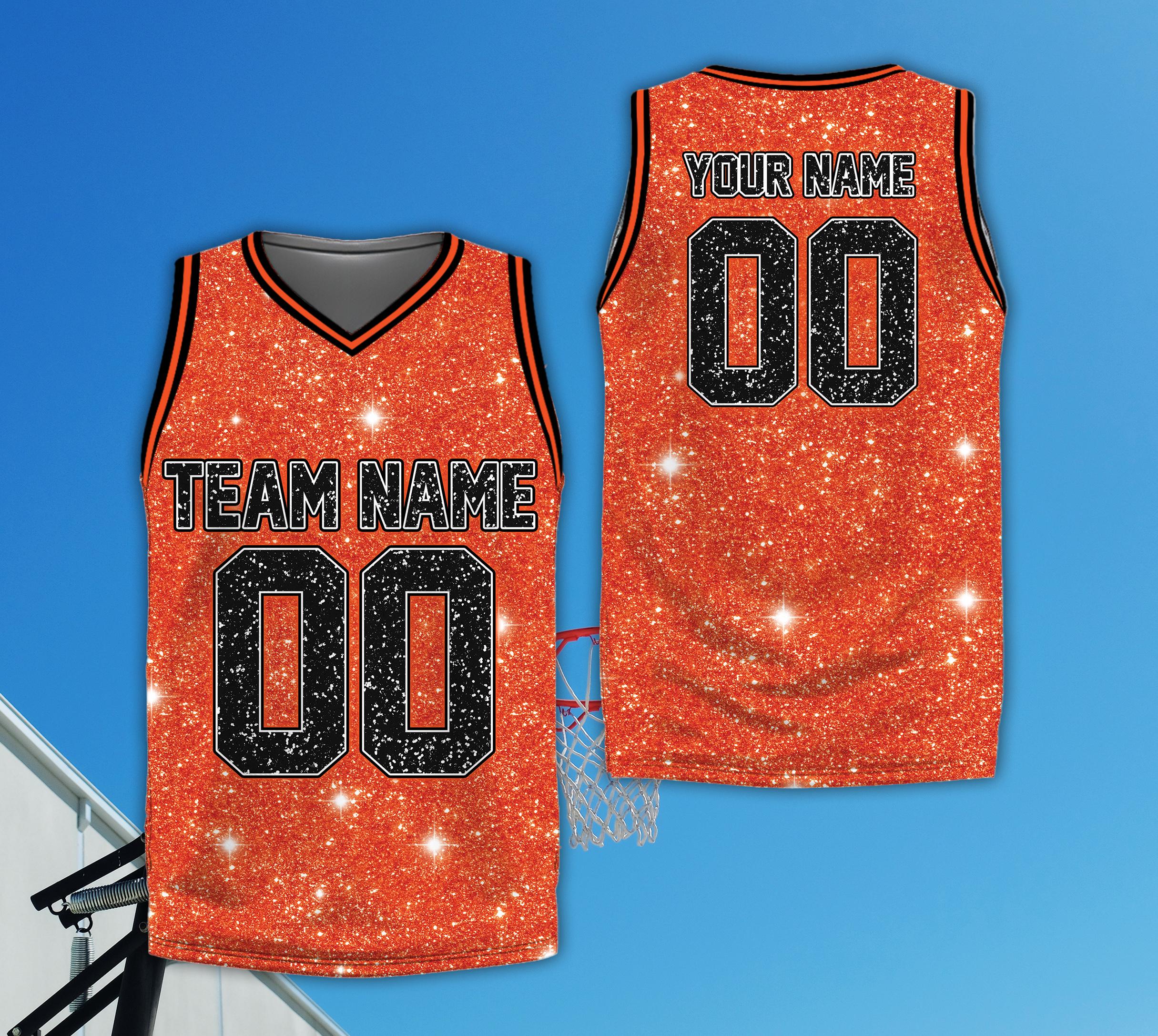 Custom Name & Number Fraud Glitter Basketball Jersey, Personalized ...