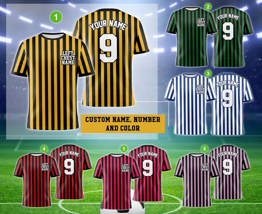 Personalized Referee Shirt, Custom Any Colors Pinstripe Jersey All Over ...