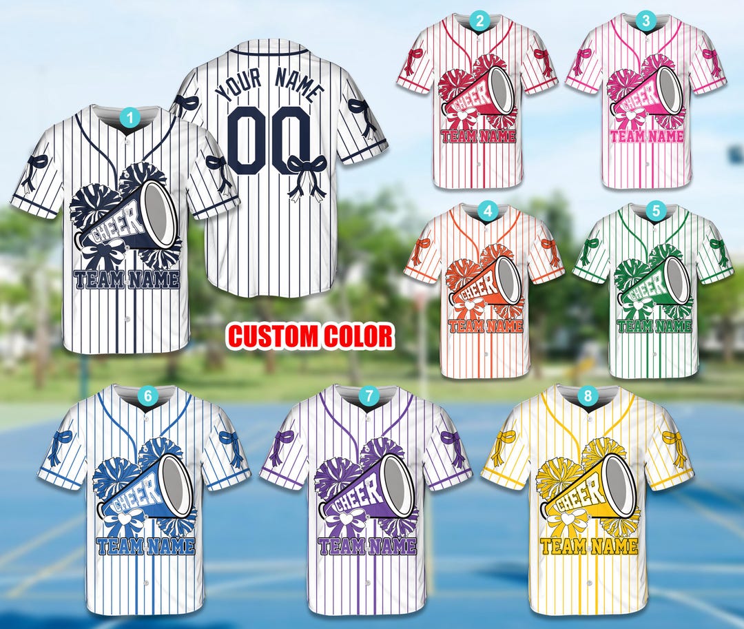 Personalized Name Coquette Bow Cheer Baseball Jersey, Custom Color ...