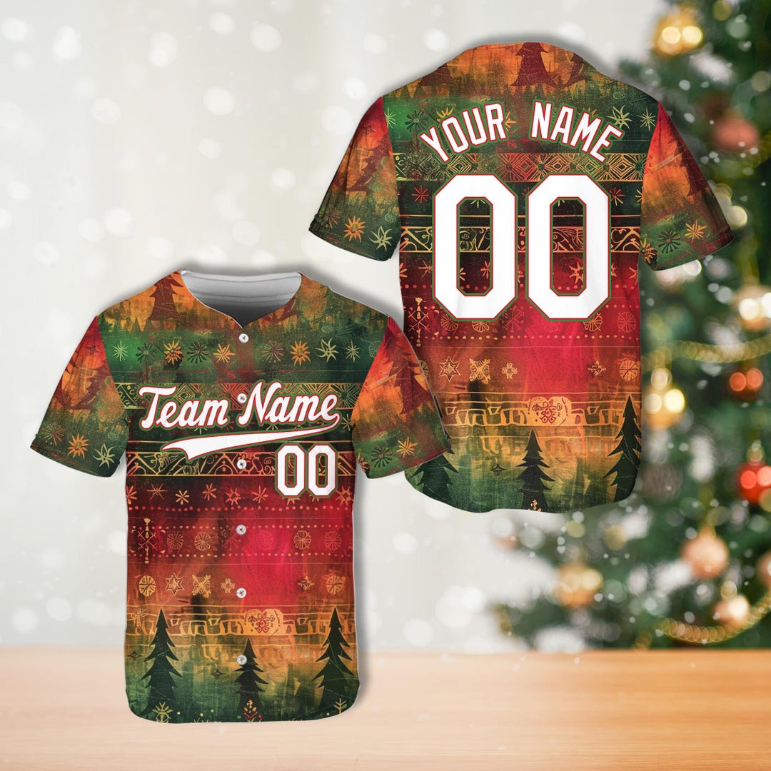 Personalized Boho Ombre Christmas Baseball Jersey, Custom Name Number ...