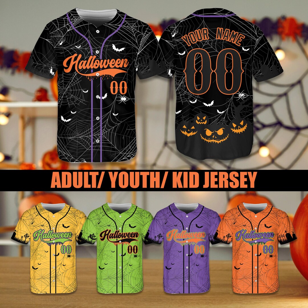 Personalized Name Halloween Baseball Jersey Custom Color Spooky Season ...