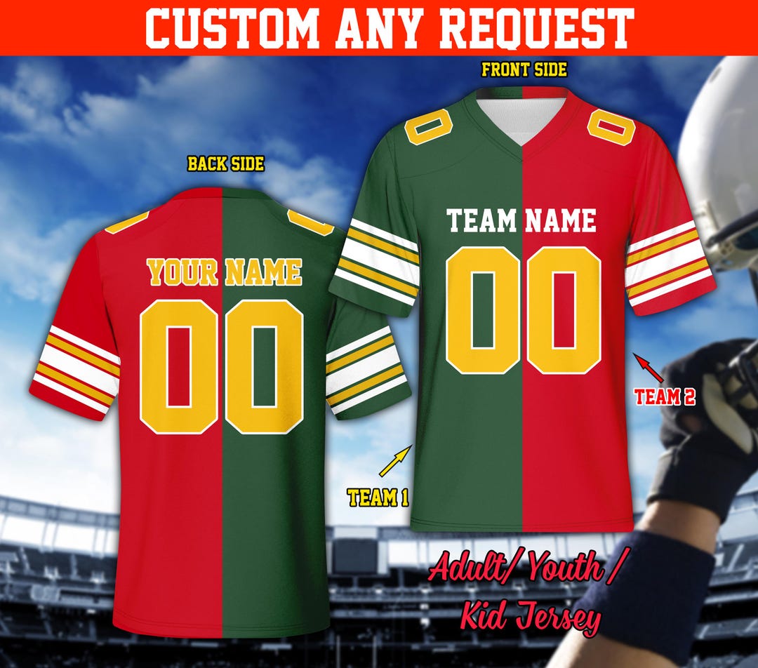 Personalized Two Football Team Jersey, Custom Split American Football ...