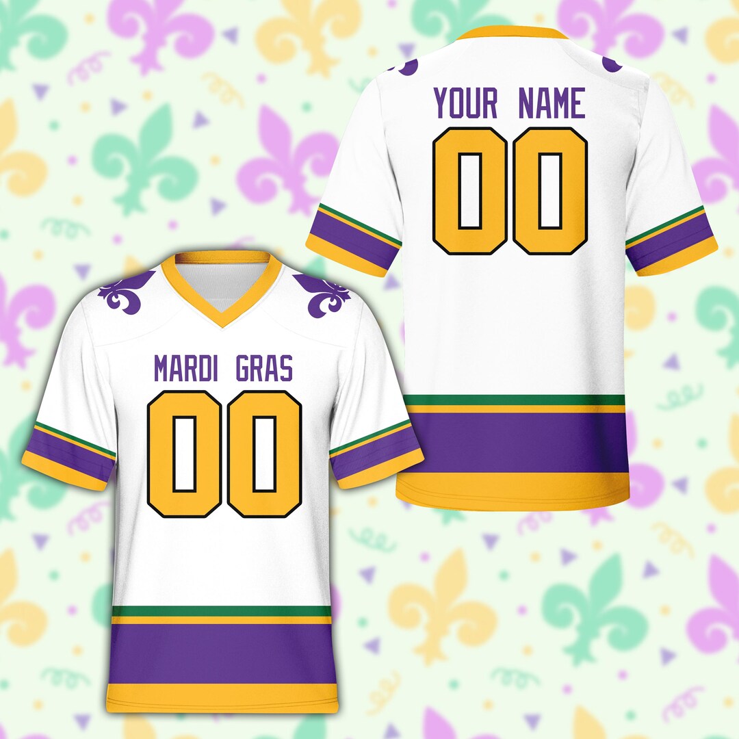 Personalized Name Mardi Gras Football Team Jersey, Custom Fat Tuesday ...
