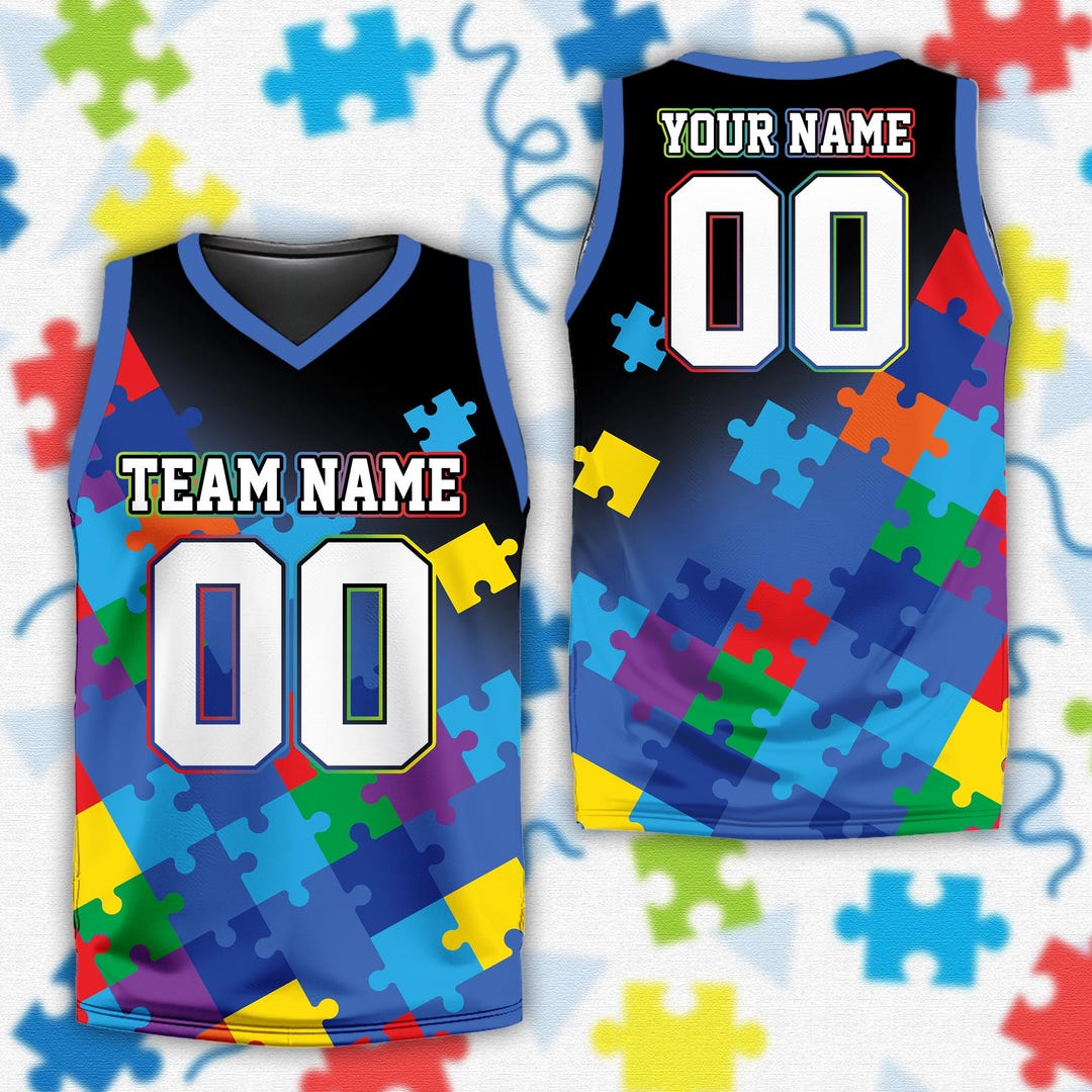 Personalized Autism Awareness Month Basketball Jersey, Custom Name ...