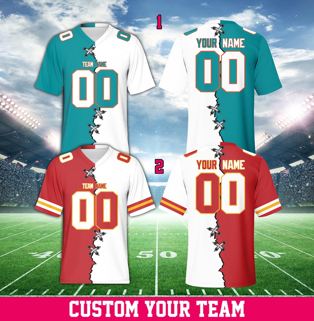 Personalized Two Football Team Jersey, Custom Split American Football ...