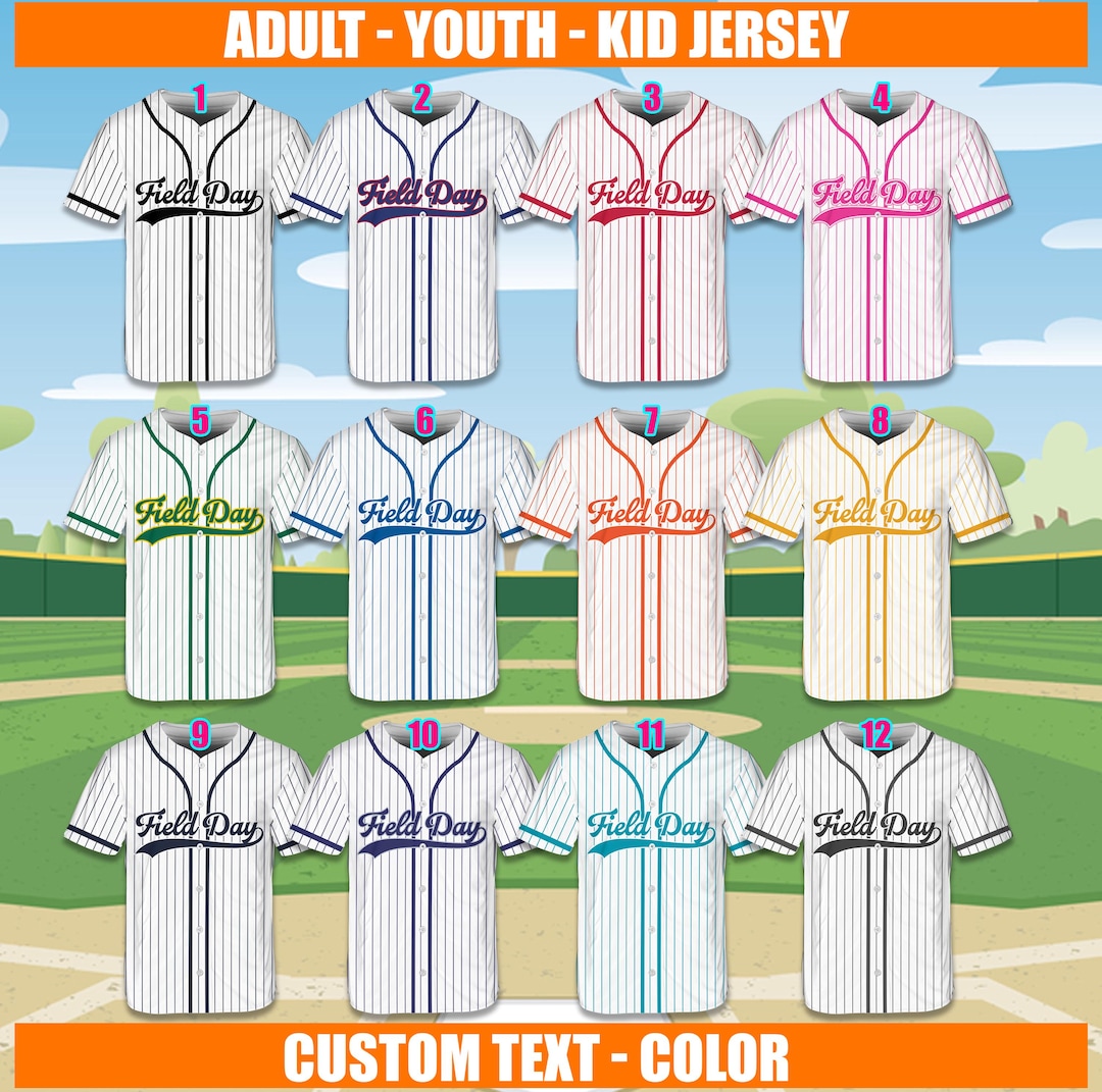 Personalized Name Field Day Baseball Jersey, Custom Color Field Day Fun ...