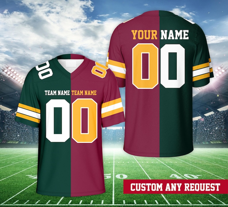 Personalized Two Football Team Jersey, Custom Split American Football ...