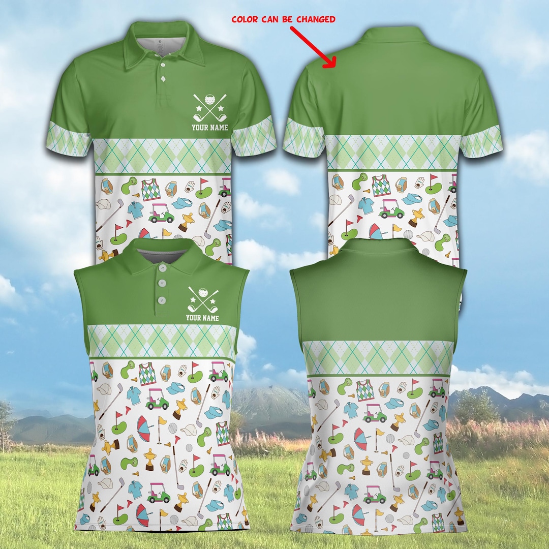 Argyle Pattern Golf Polo Shirt for Men Women, Golf Cart and Tee Women's ...