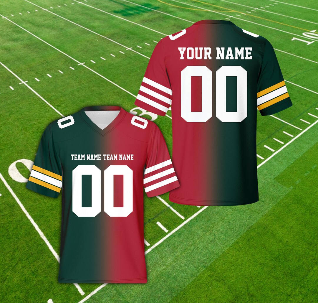 Personalized Two Football Team Jersey, Custom Split Gradient Football ...