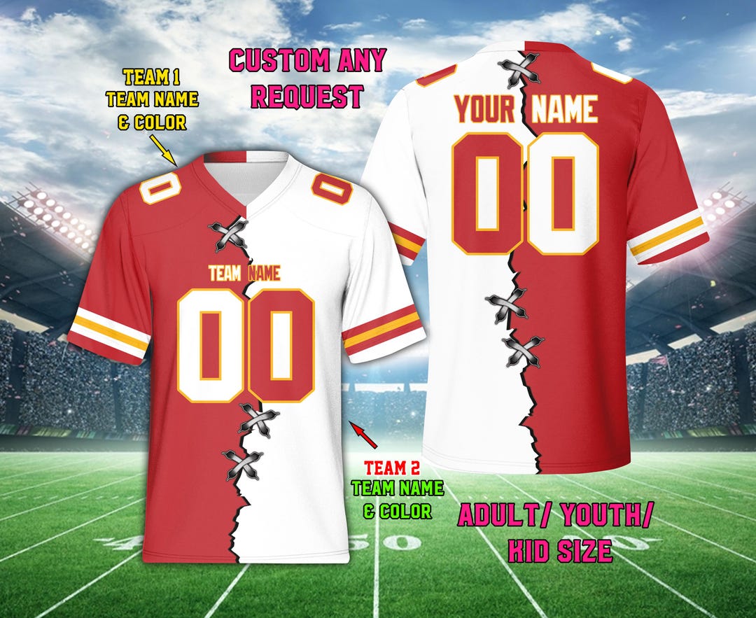 Personalized Two Football Team Jersey, Custom Split American Football ...