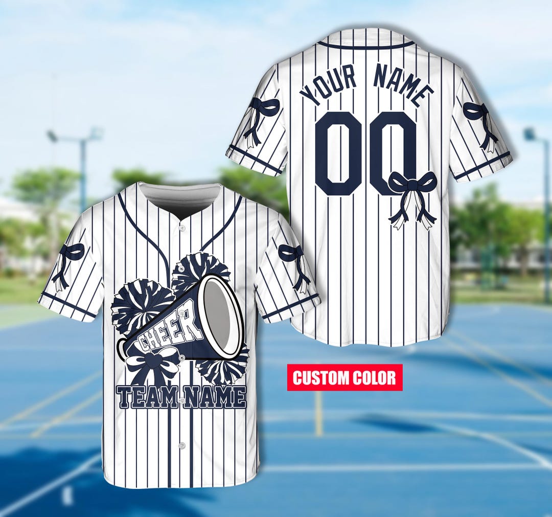 Personalized Name Coquette Bow Cheer Baseball Jersey, Custom Color ...