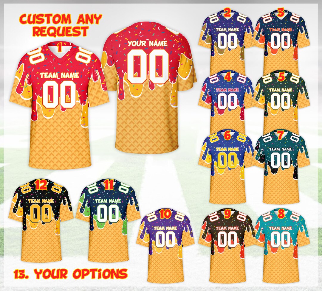 Personalized Name Number Sprinkle Drip Football Jersey, Custom Color ...