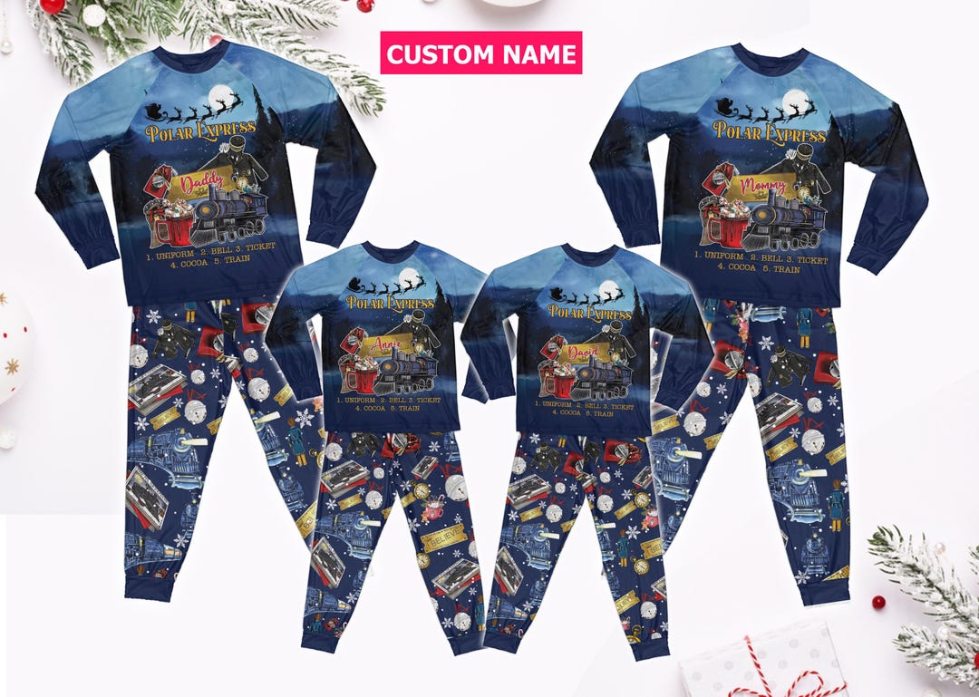 Personalized Po-lar Express Family Pajamas Set, Custom Name Believe ...