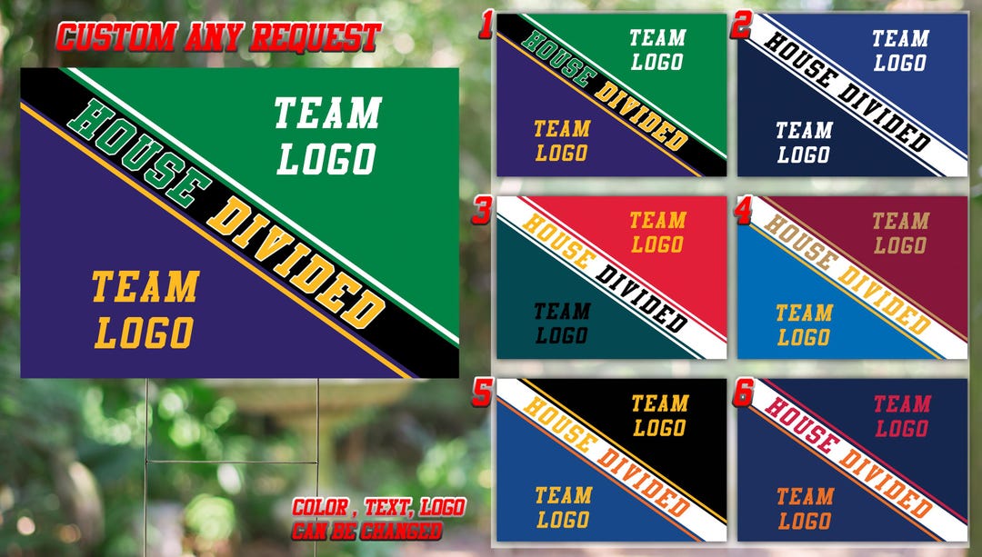 Personalized House Divided Yard Sign With Team Logos, Custom Rivalry ...