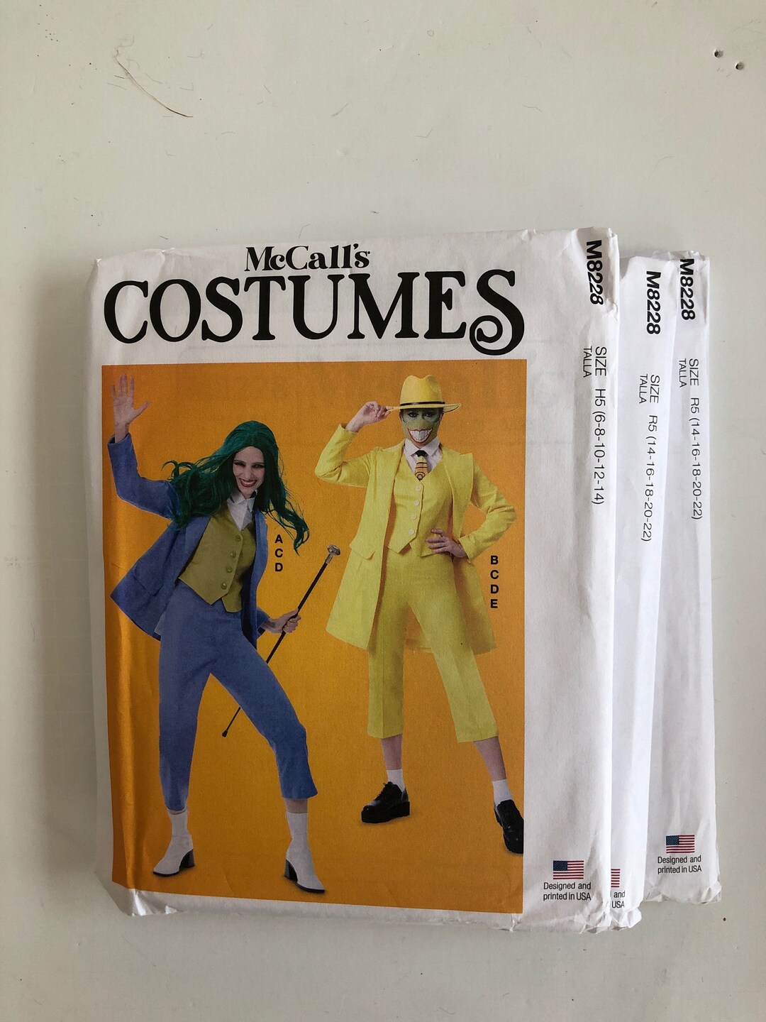 Mccall's 8228 Costume Pattern: Joker/mask, Jacket, Vest, Pants (uncut ...