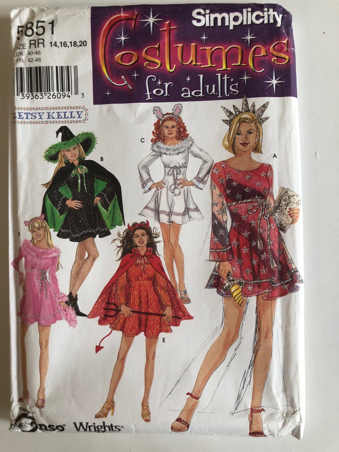 Simplicity 5851 Adult Costume Pattern. Sizes 14,16,18,20. Witch, Bunny ...