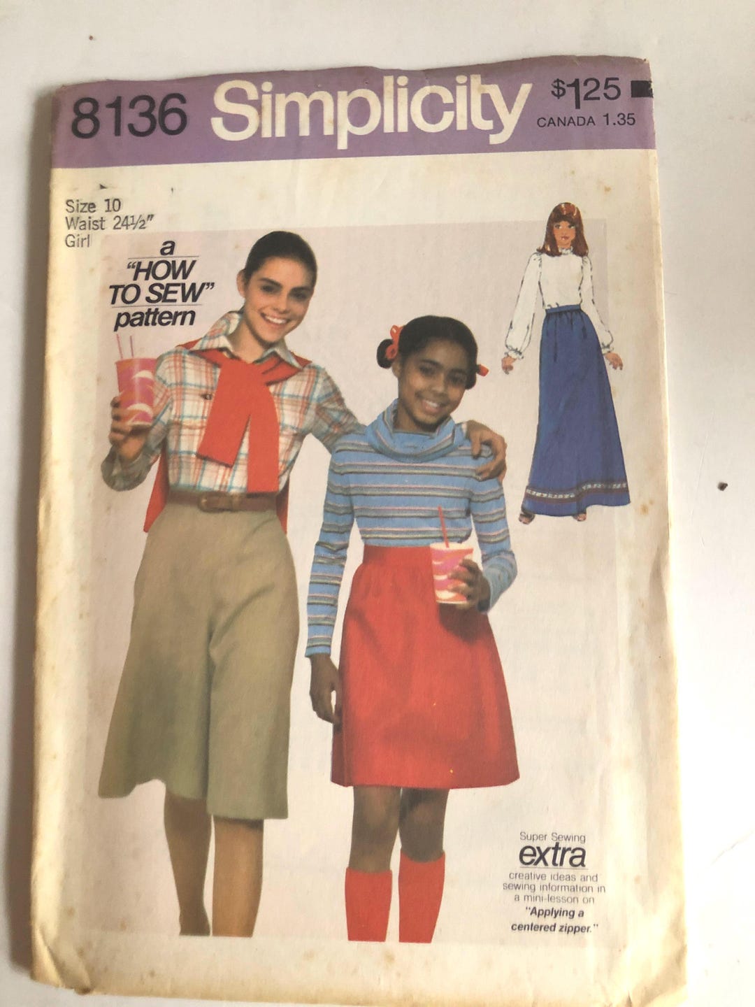 Vintage Uncut Simplicity 8136. Skirt and Gauchos Pattern. Girls Size 10 ...