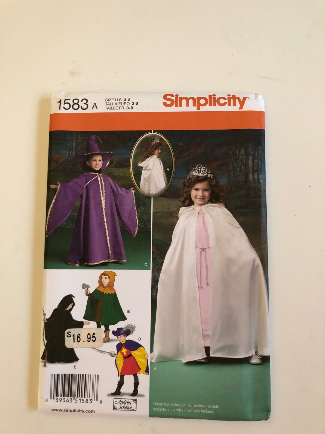 Simplicity 1583 Uncut Kids Costume Pattern. Wizard, Princess, Evil ...