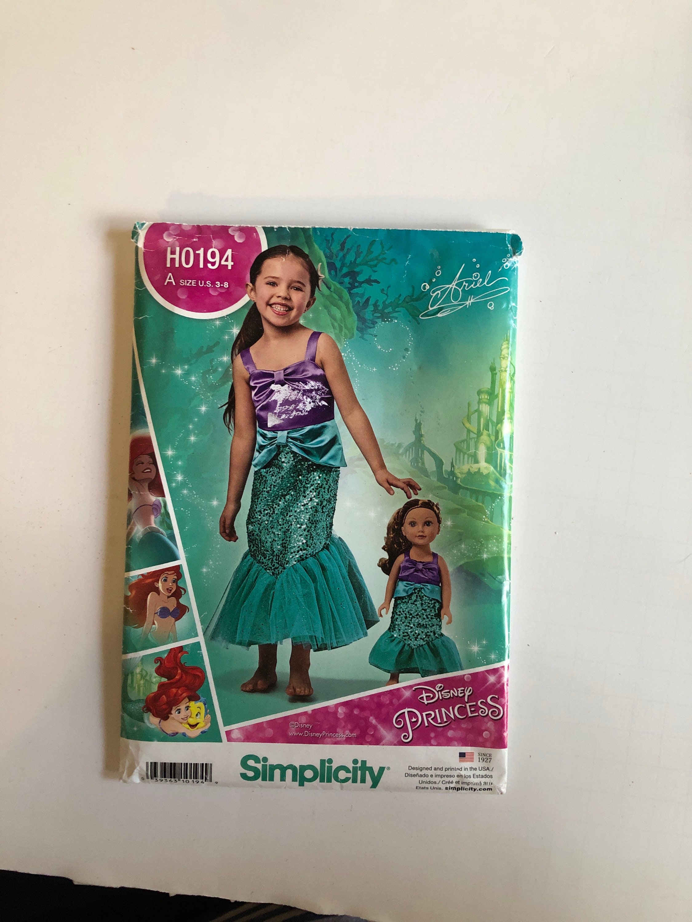 Simplicity 0194/8725 Costume Pattern Disney Princess Ariel Child Size 3 ...