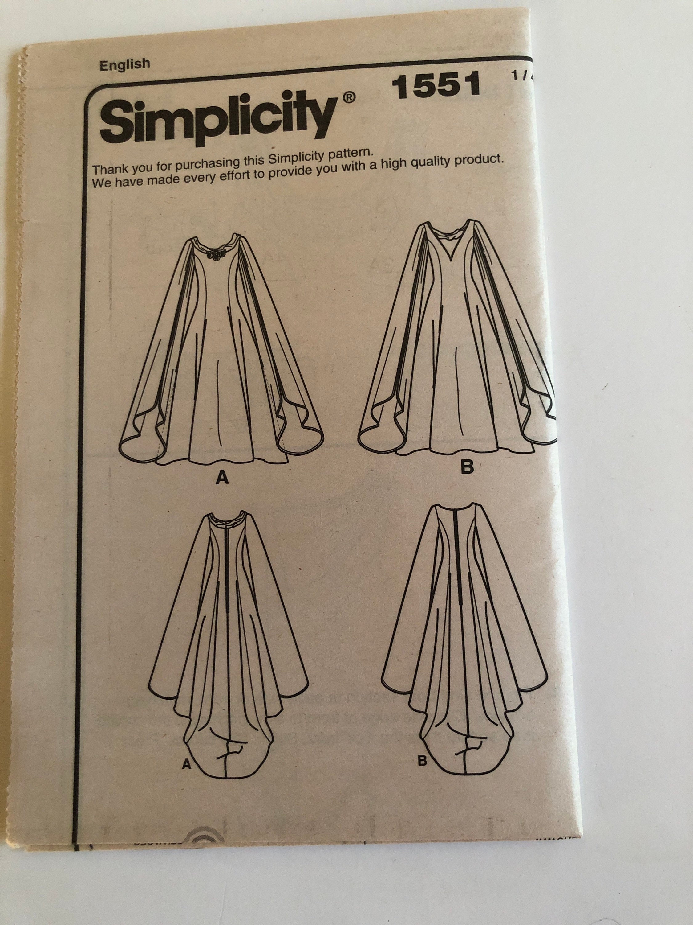 Simplicity 1551 Uncut Costume Pattern. Princess or Queen Gown. Misses ...
