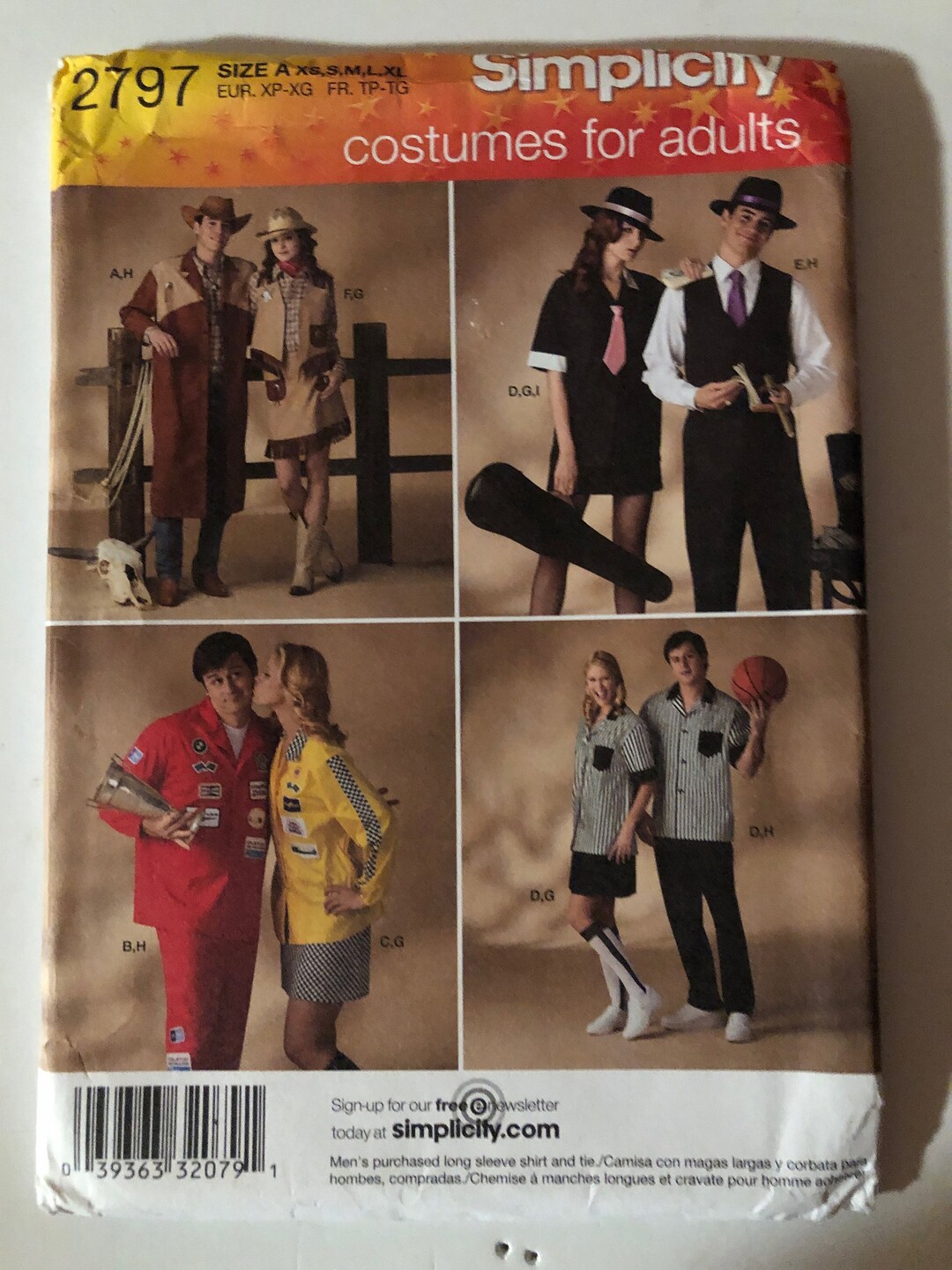 Simplicity 2797 Costume Pattern: Western, Bonnie and Clyde, Race Car ...