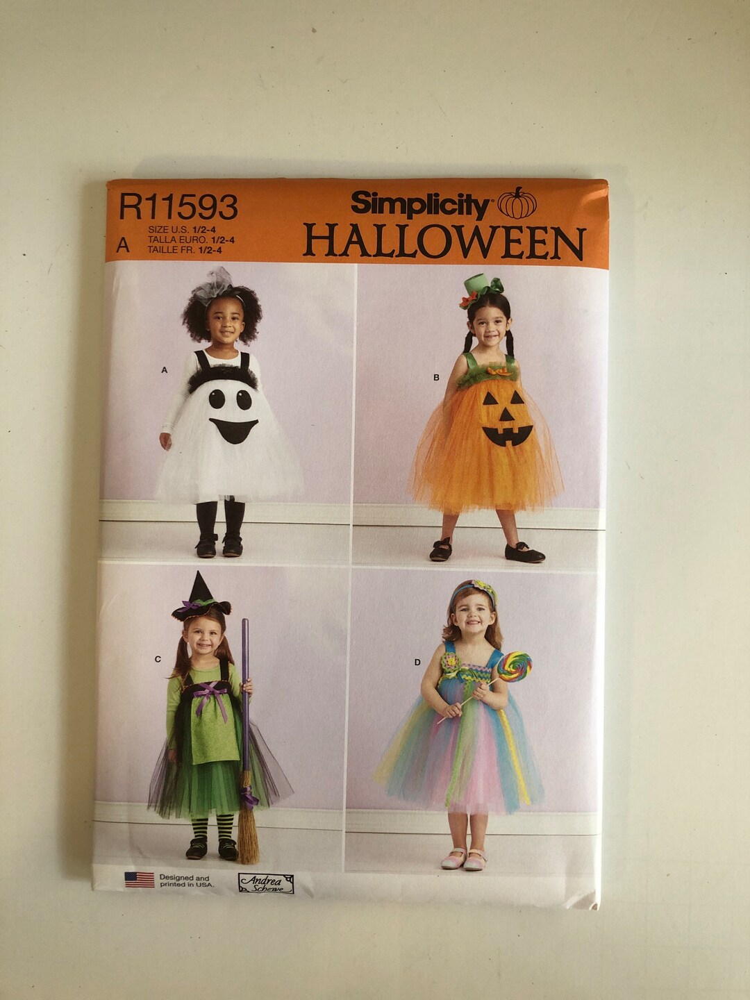Simplicity 11593 Uncut Toddlers Tulle Halloween Costume Pattern. Sizes ...