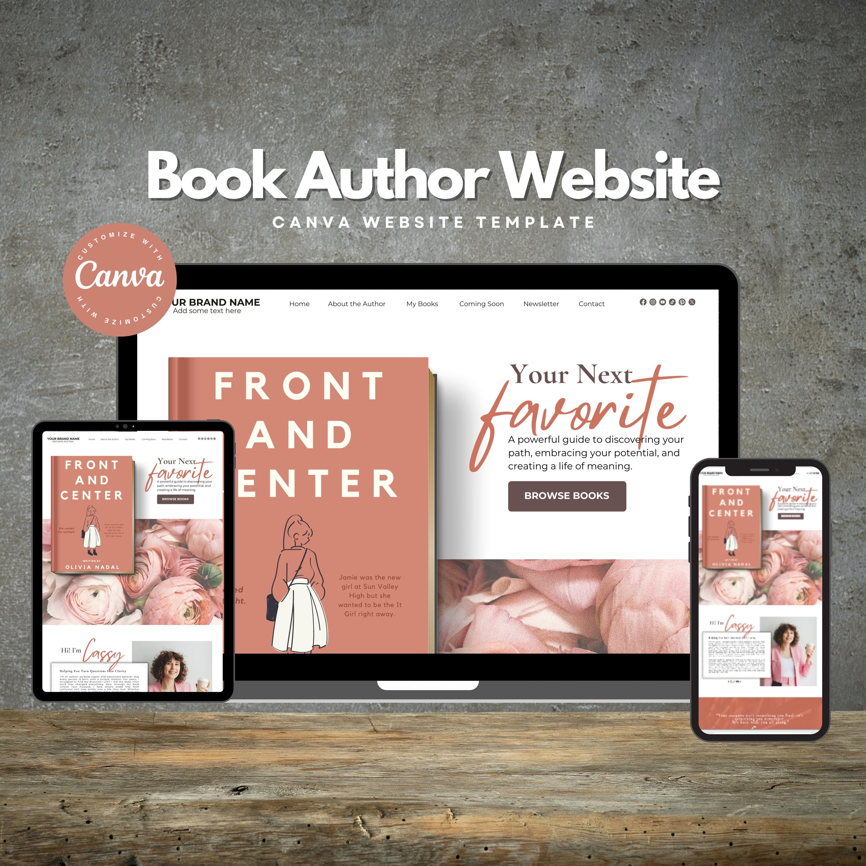 Book Author Website Canva Template, One-page Done for You Website, Book ...