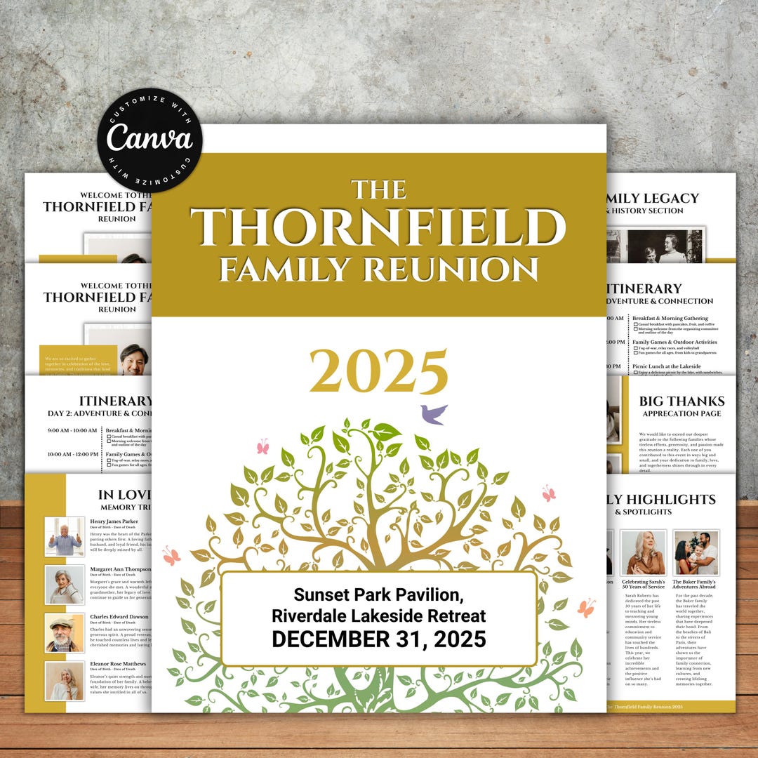 Editable Family Reunion Program Template: Canva Itinerary Booklet ...