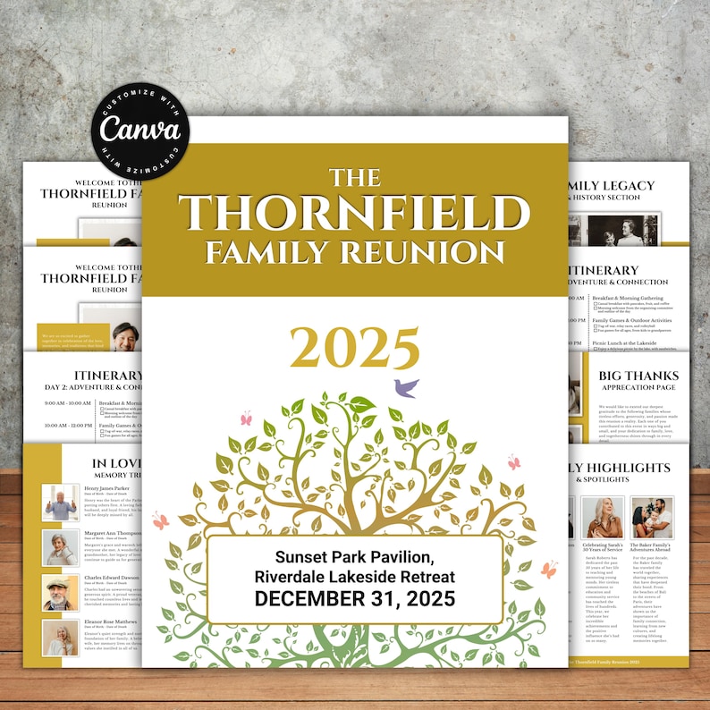 Editable Family Reunion Program Template: Canva Itinerary Booklet ...